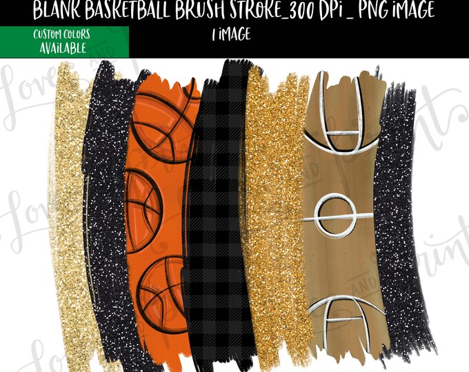 Basketball Brush Strokes Blank Frame Black and Gold - Etsy