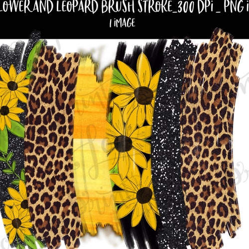 Sunflower Leopard Brush Strokes Background PNG Sublimation - Etsy