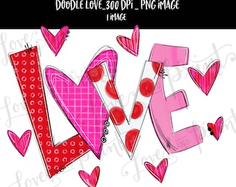 LOVE Hearts Heart Clipart Doodle Hand Drawn | Etsy