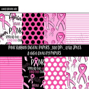 Breast Cancer Awareness | Digital Paper | Pink Ribbon | Survivor ...