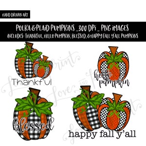 Fall Pumpkin Bundle | Buffalo Plaid Pumpkin | Polka Dot Pumpkin | Happy ...