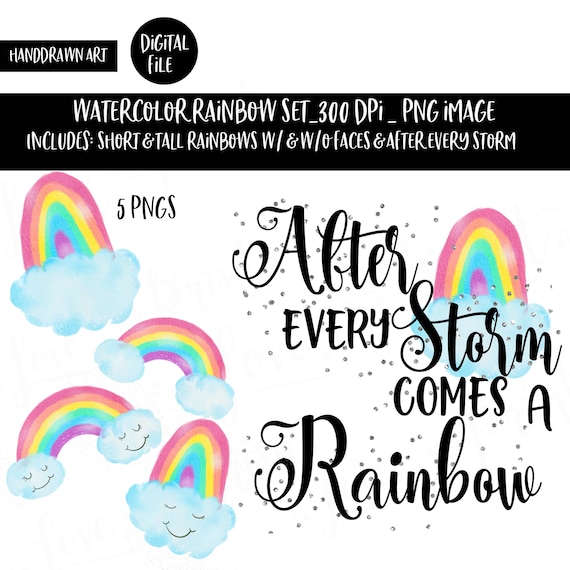 Watercolor Rainbow Design Bundle 5 PNGS Rainbow - Etsy