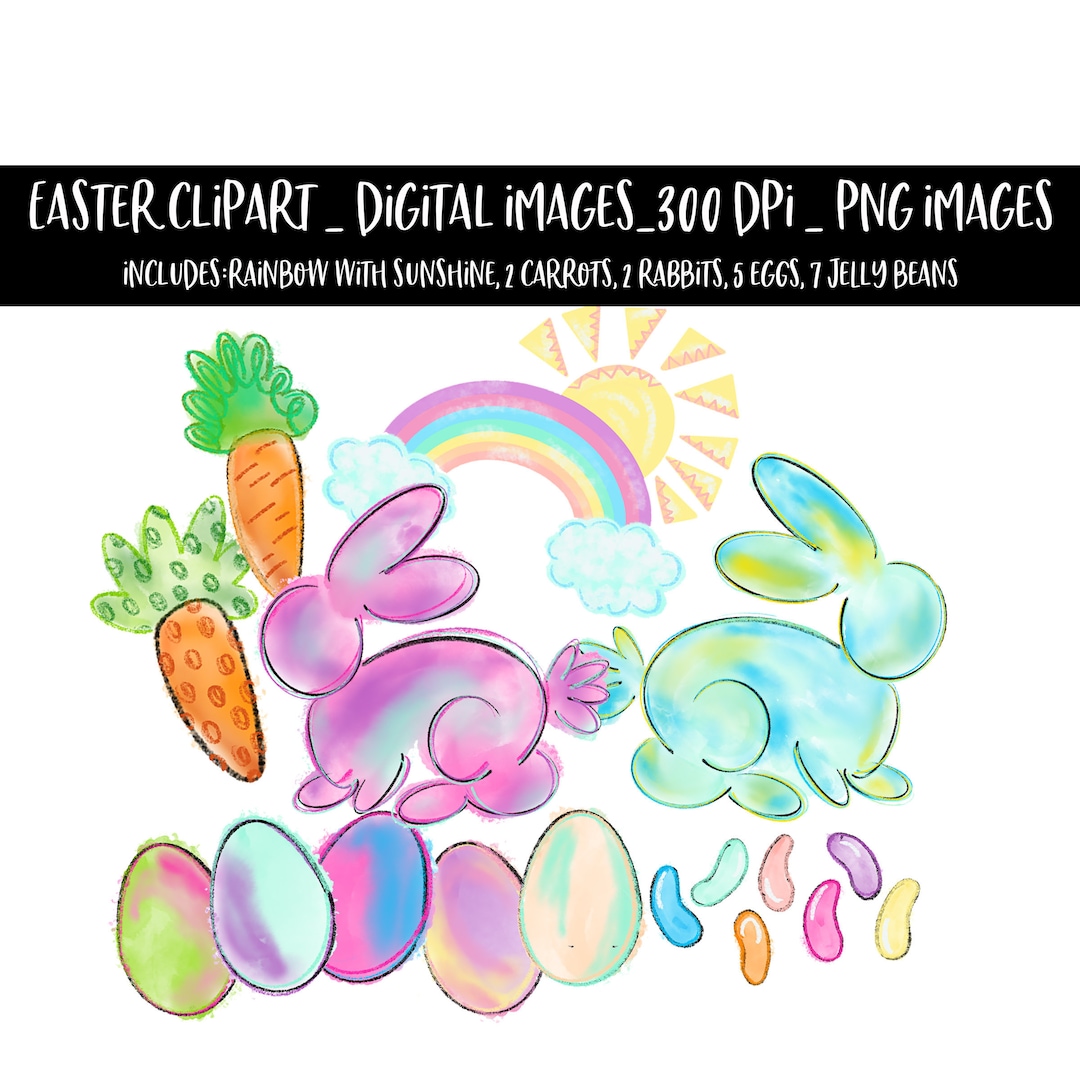 Watercolor Easter Clipart, Watercolor Bunny, Carrot Clipart, Spring ...