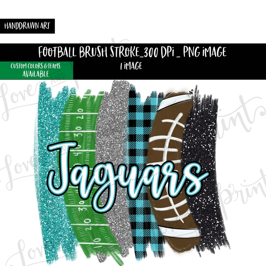 Football Brush Strokes | Jaguars | Black and Turquoise | Sublimation ...