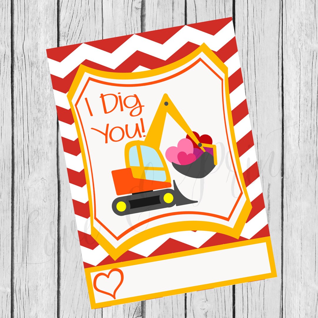 I Dig You - Red Chevron Printable Valentines Card - Instant Download - Etsy
