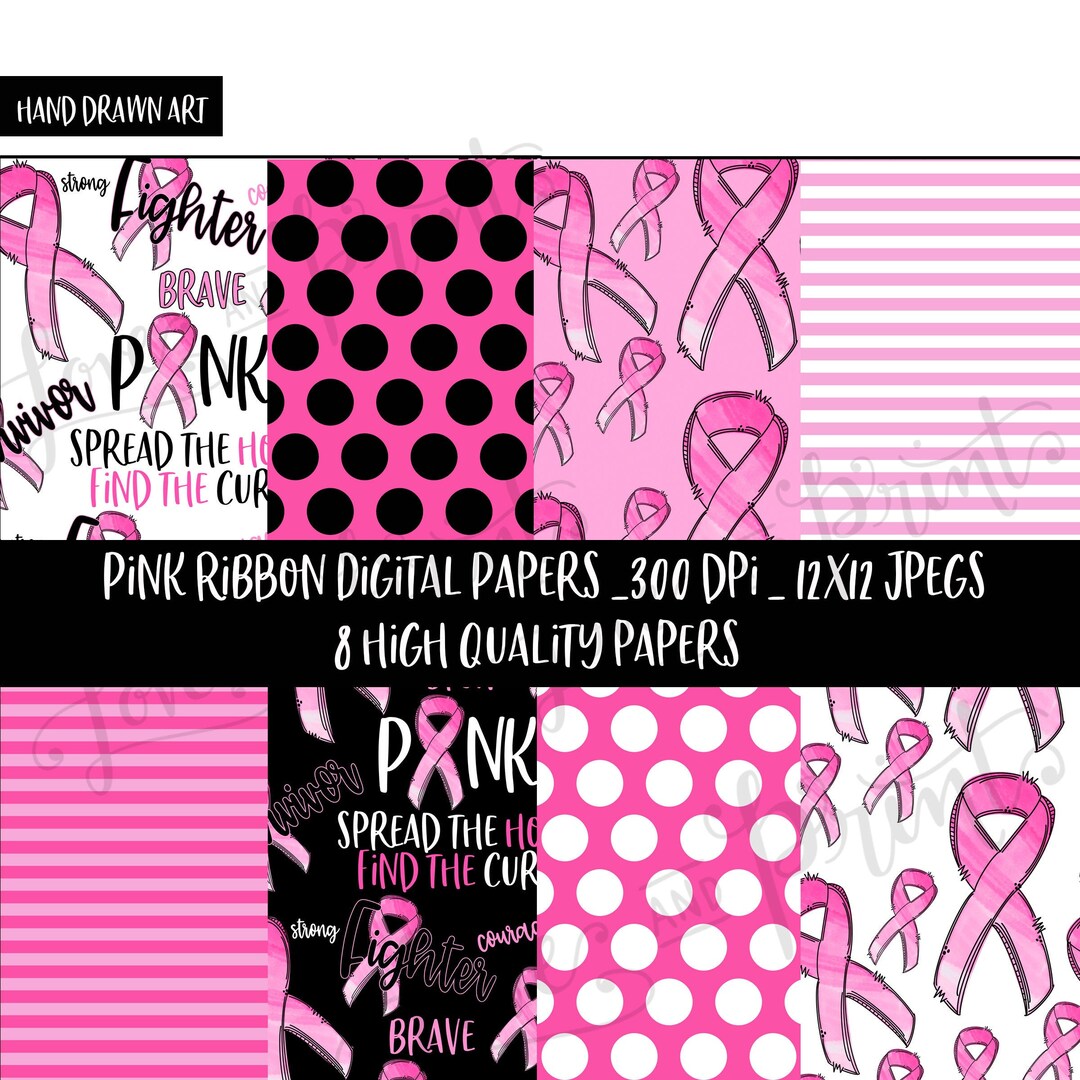 Breast Cancer Awareness | Digital Paper | Pink Ribbon | Survivor ...