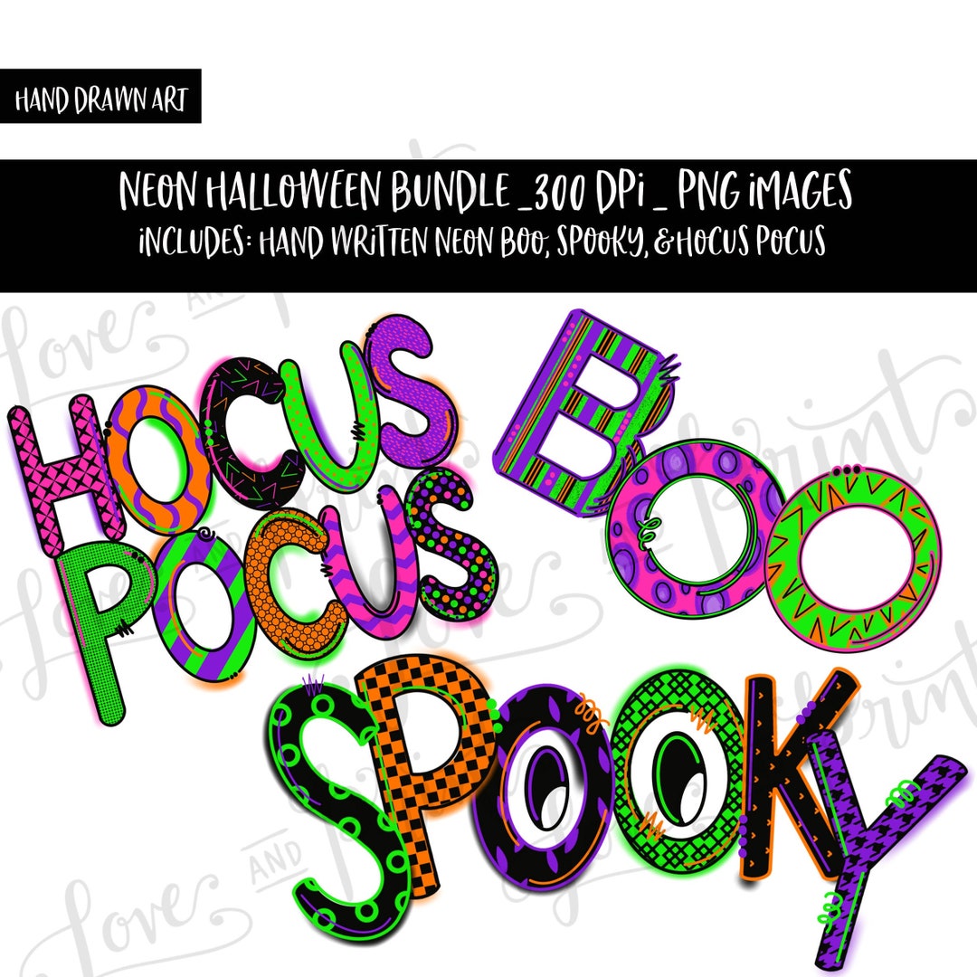 Hocus Pocus Doodle Letters Hand Written Halloween Clipart - Etsy