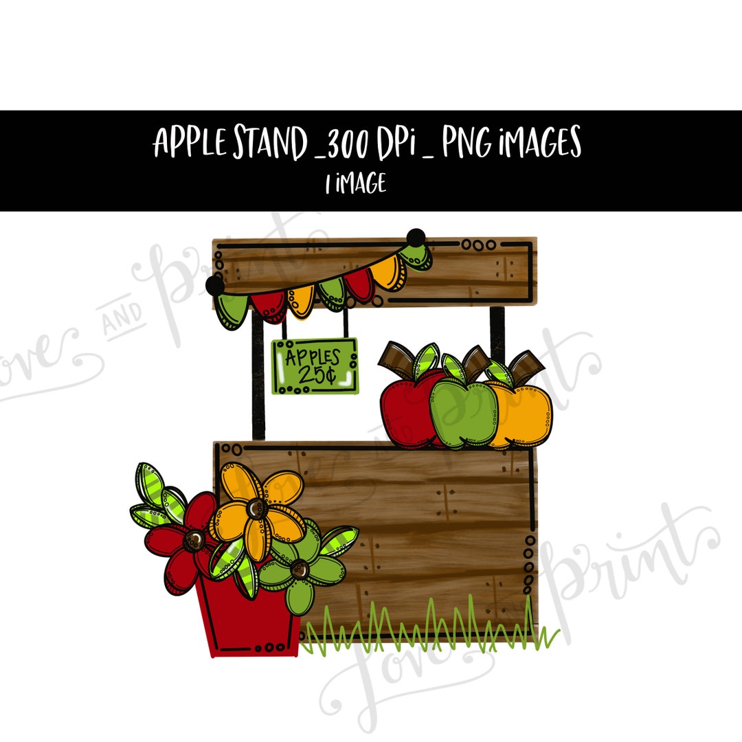 Apple Stand Design Apple Clipart Apple Stand Sublimation Design Fall