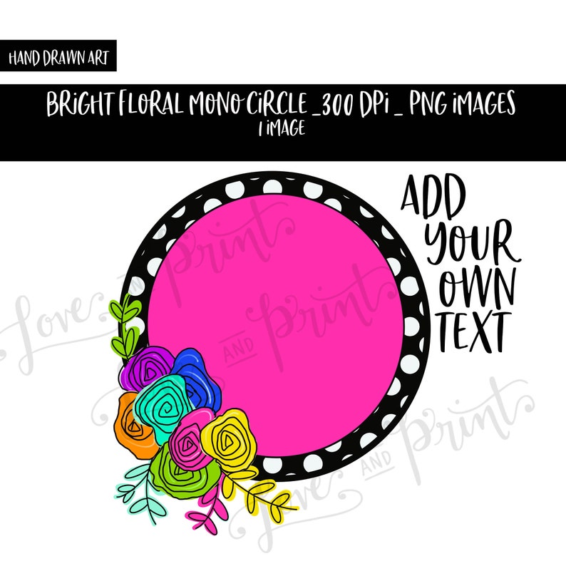 Floral Circle Frame Monogram Circle Frame Circle Frame | Etsy