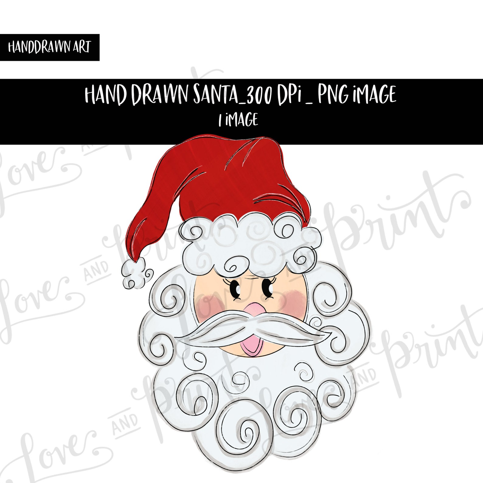 Hand Drawn Santa Santa Clipart Sublimation Christmas - Etsy