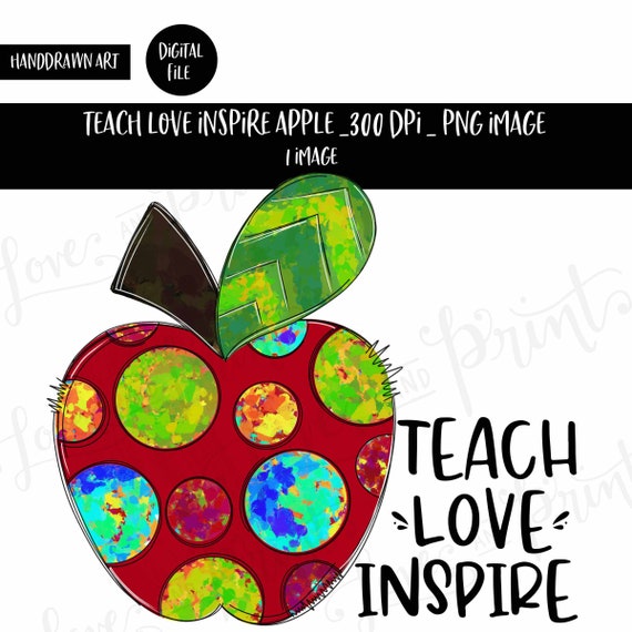 Polka Dot Apple Sublimation Clipart Teacher Clipart | Etsy