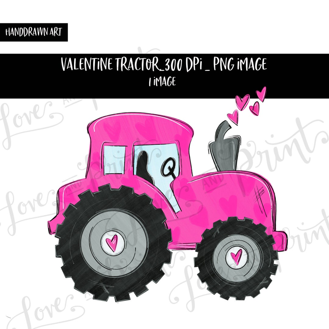 Pink Tractor | Valentine Tractor | Tractor Clipart | Sublimation ...