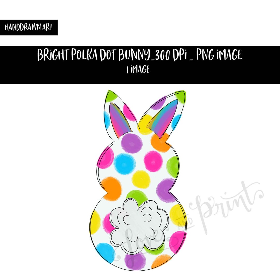 Bunny | Polka Dot | HOP| Rabbit | Easter | Sublimation | Clipart ...