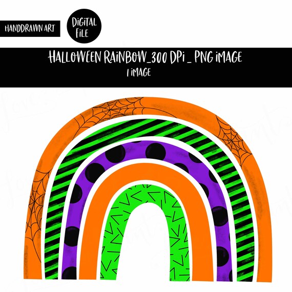 Halloween Rainbow Orange and Purple Halloween Clipart | Etsy