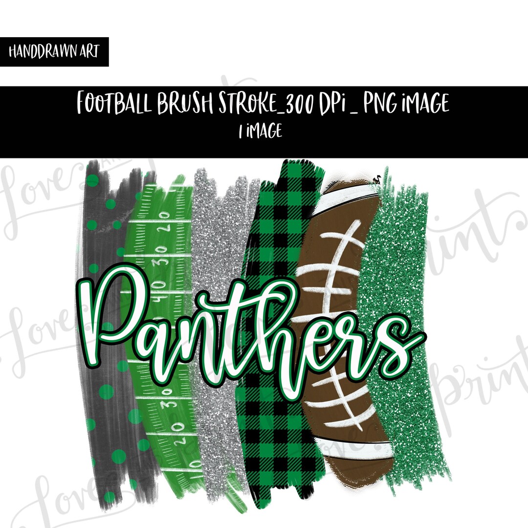 Football Brush Strokes | Panthers | Green and White | Sublimation ...