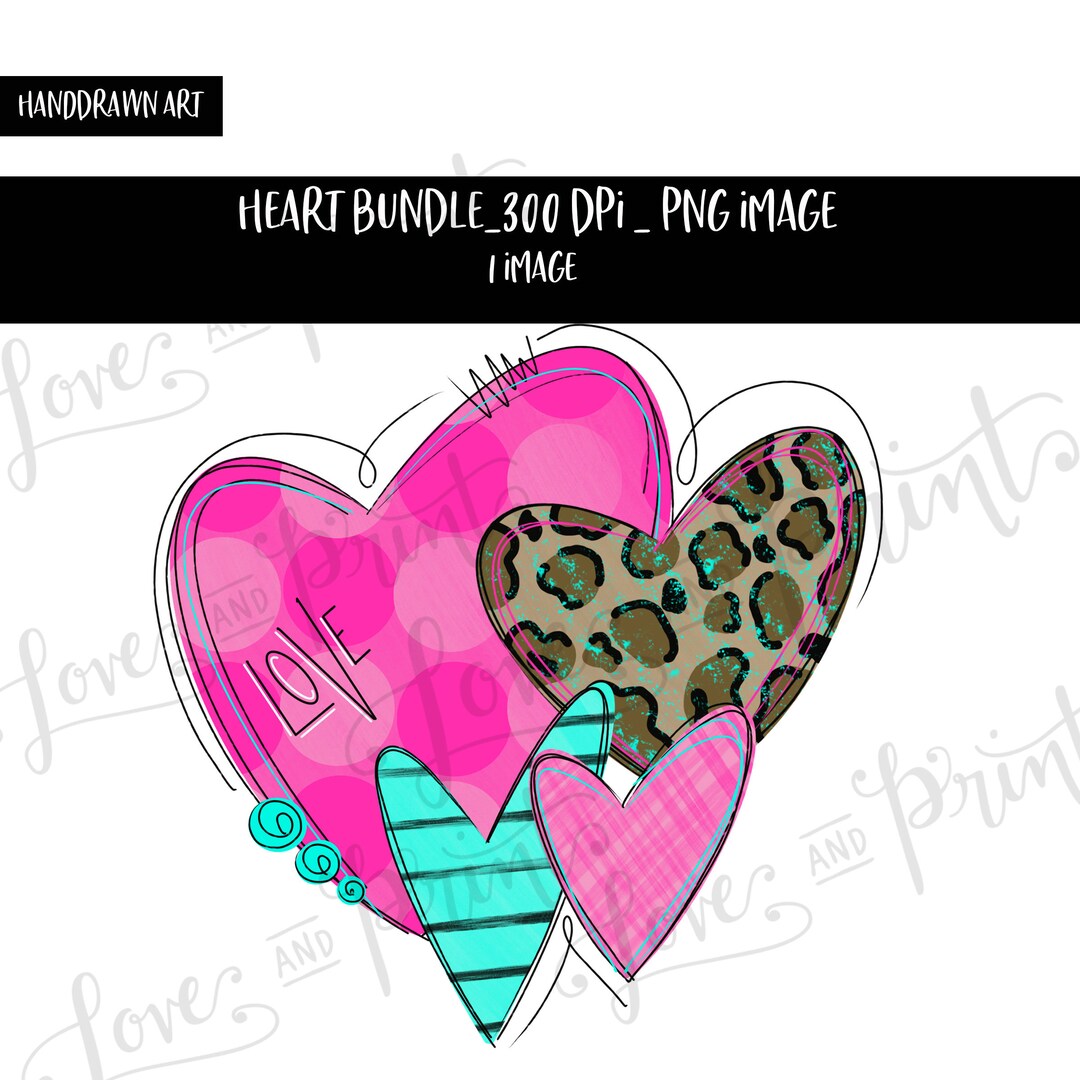 Hearts Bundle | Love | Heart Clipart | Sublimation Design | Handdrawn ...