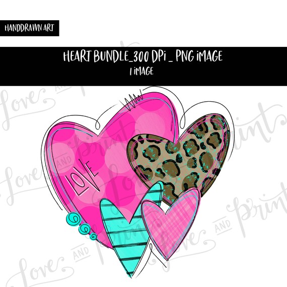 Hearts Bundle Love Heart Clipart Sublimation Design | Etsy