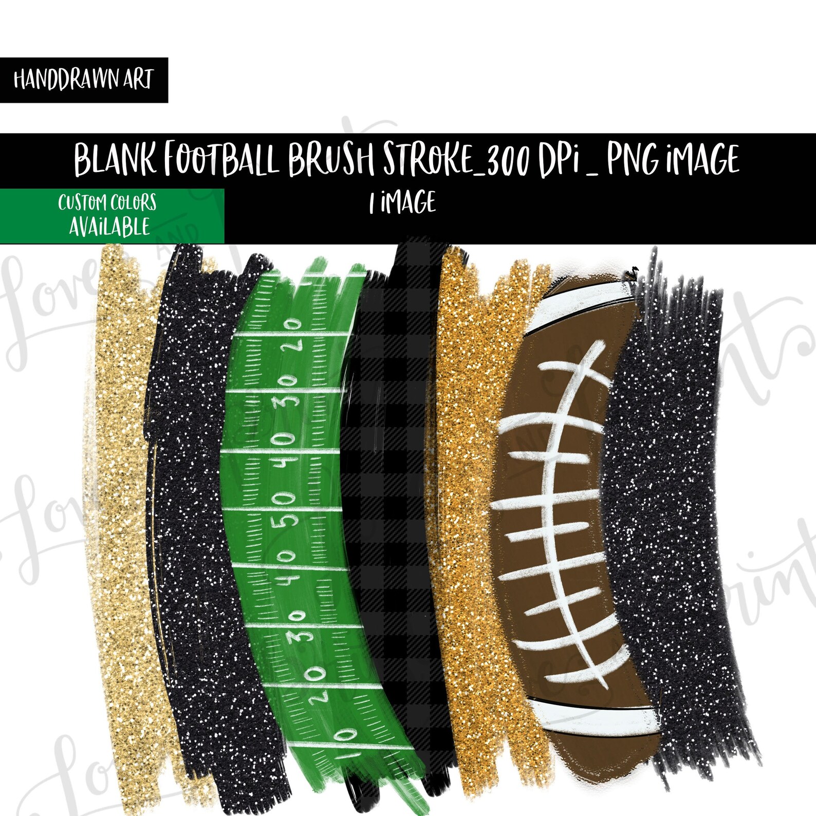 Football Brush Strokes | Blank Frame | Black and Gold | Sublimation ...