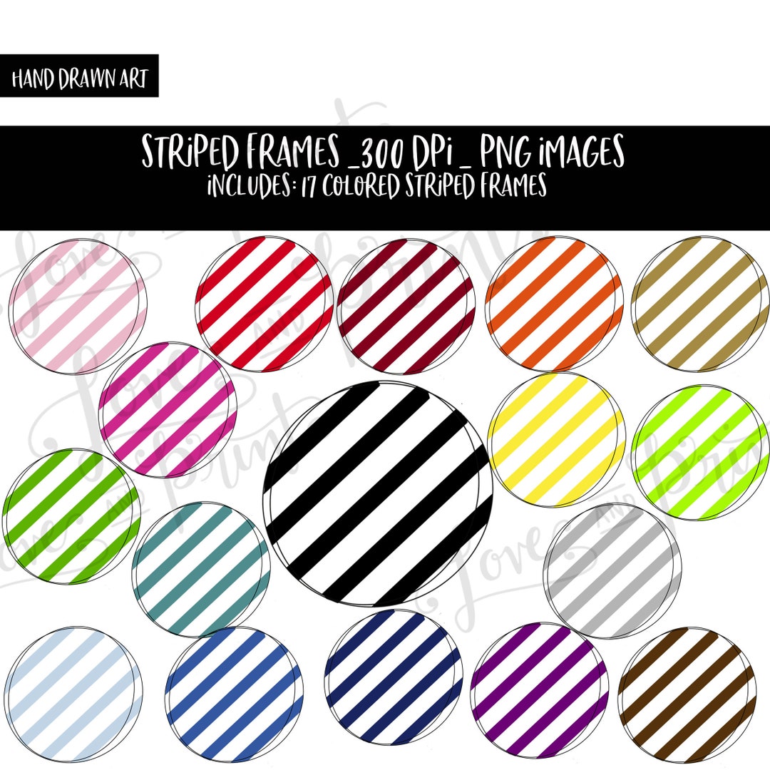 Striped Frames | Stripe Monogram Circles | Frame Clipart | Sublimation ...