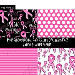 Breast Cancer Awareness | Digital Paper | Pink Ribbon | Survivor ...