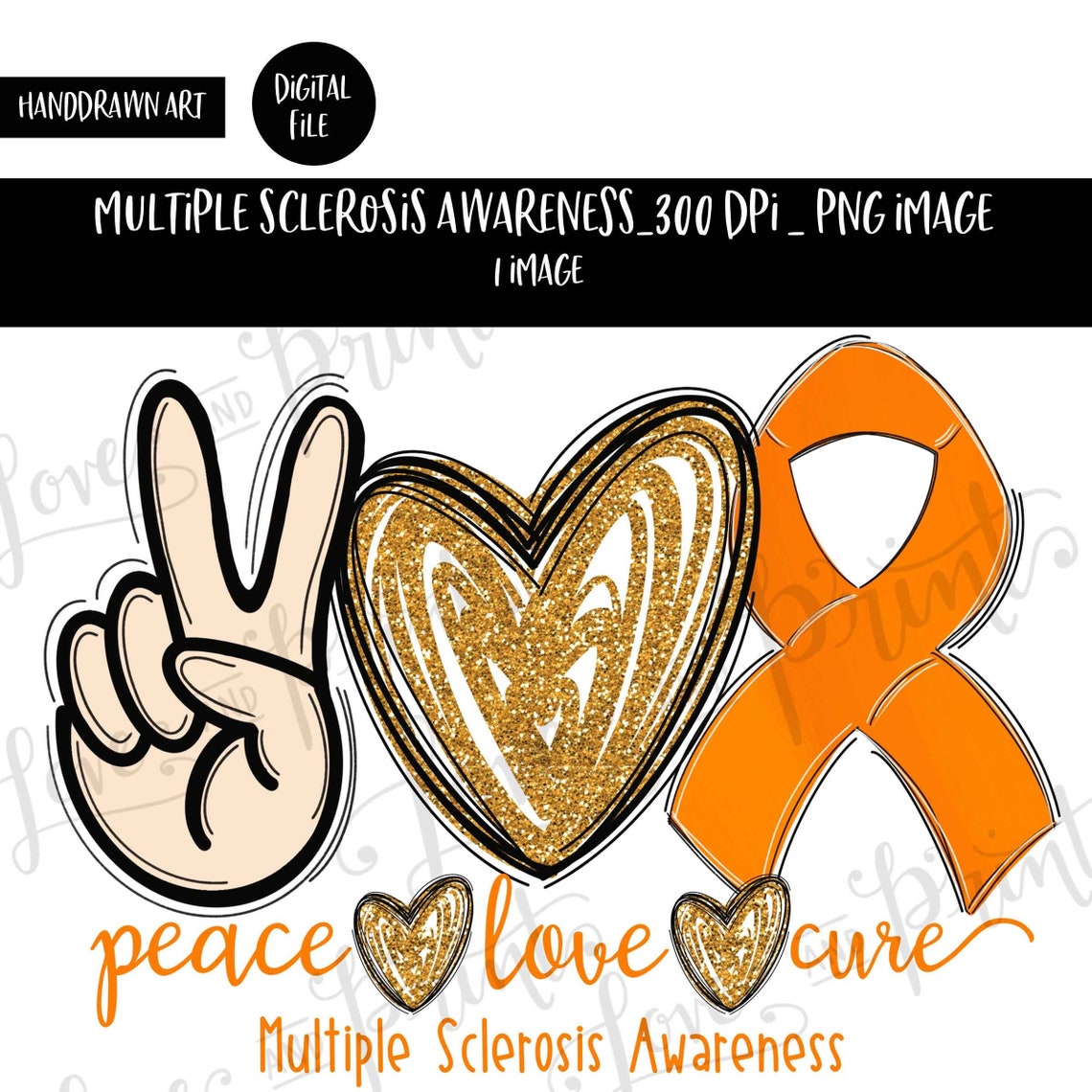 Multiple Sclerosis Awareness Orange Ribbon Ribbon Peace | Etsy