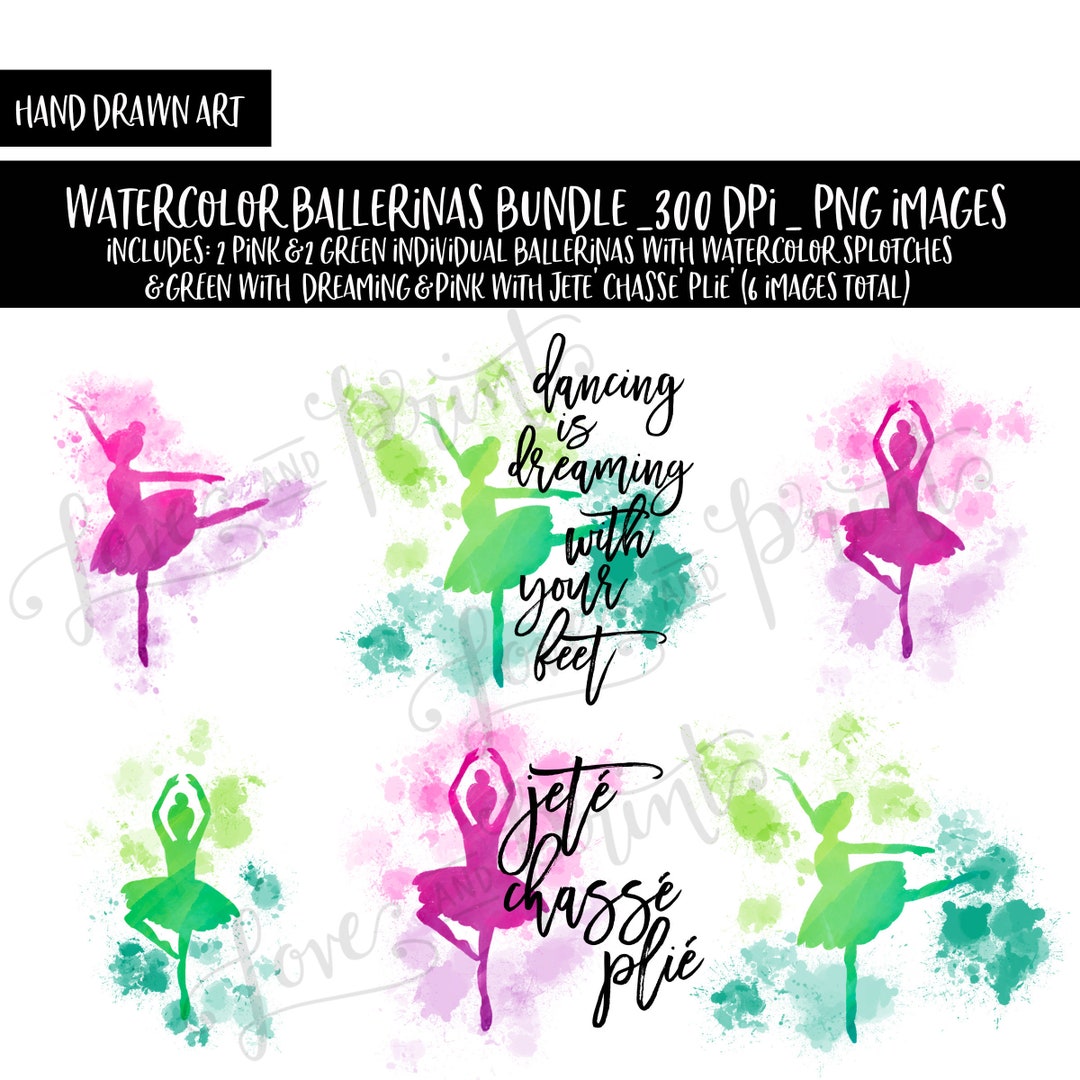 Watercolor Ballerina Bundle, Ballet Sublimation Design, Dance ...