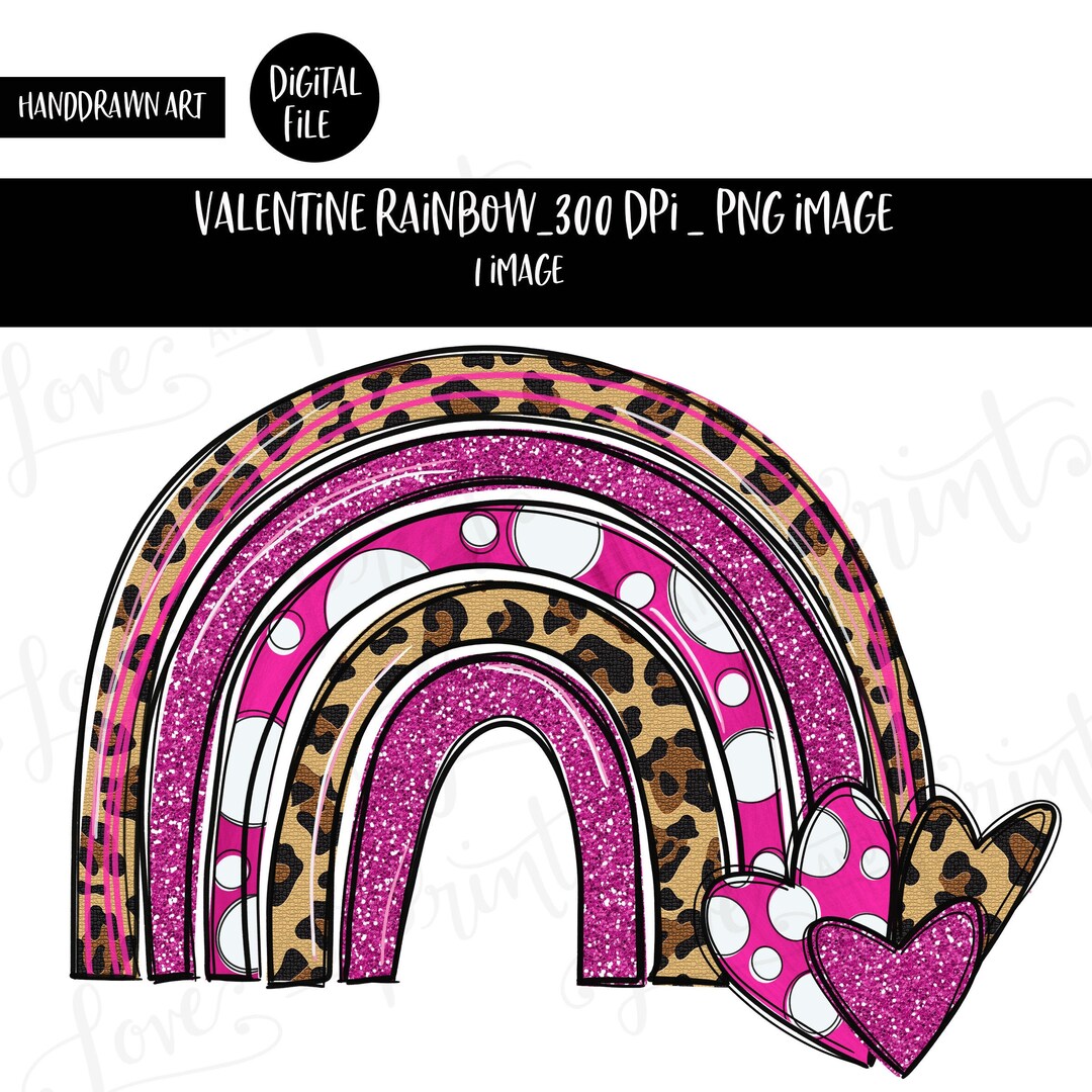 Valentine Rainbow | Pink and Leopard Rainbow | Pink Heart Clipart ...