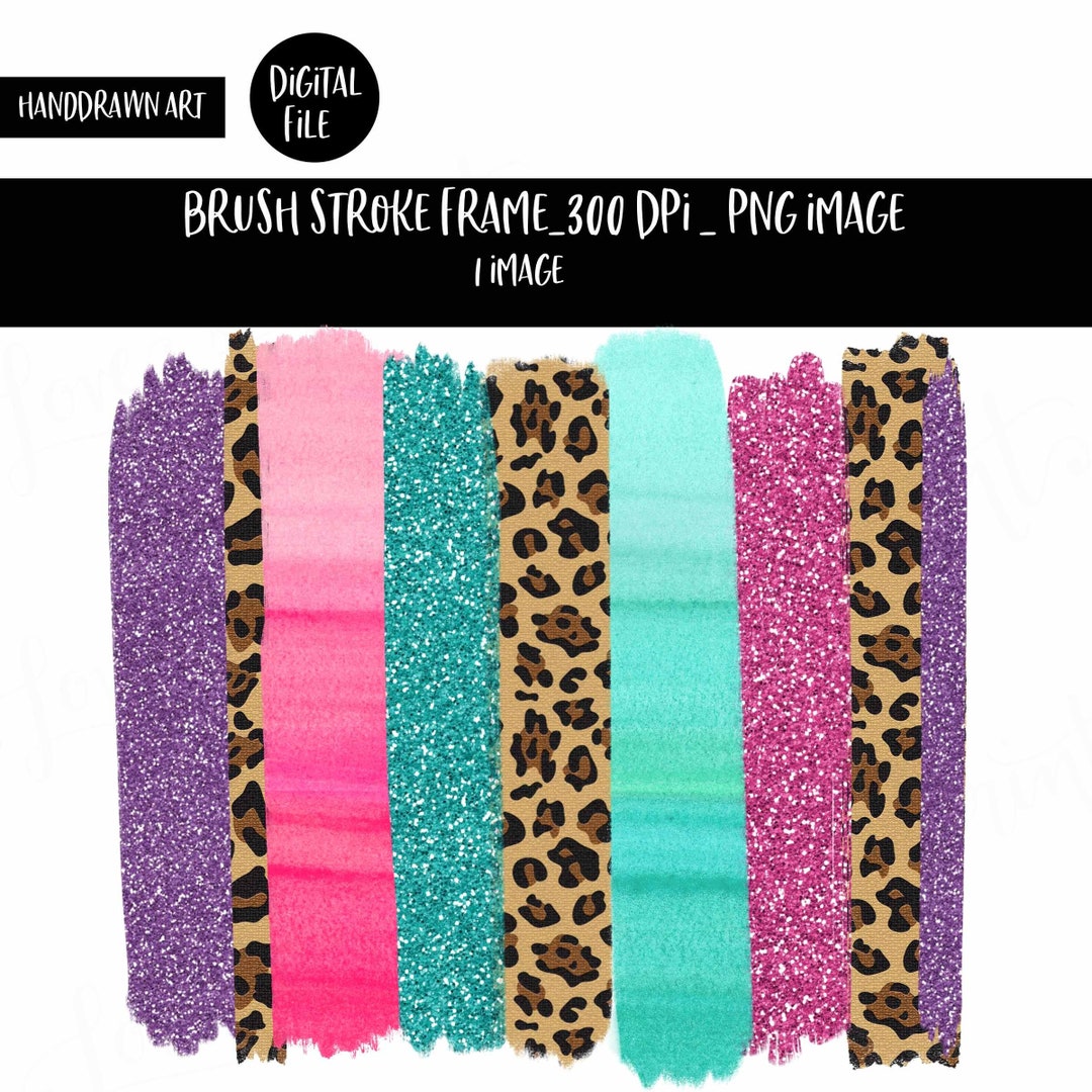 Brush Stroke | Pencil | Sublimation | Pink Glitter | Leopard Brush ...