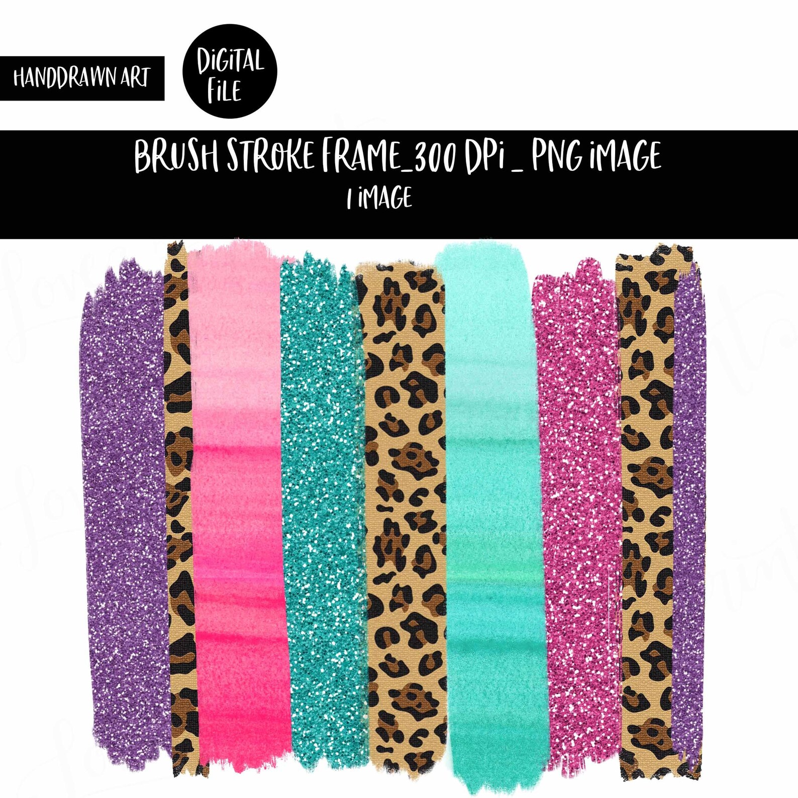 Brush Stroke Pencil Sublimation Pink Glitter Leopard - Etsy