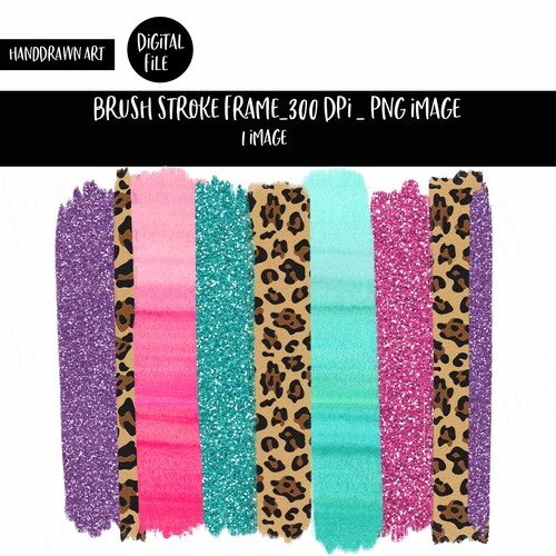 Brush Stroke Pencil Sublimation Pink Glitter Leopard - Etsy