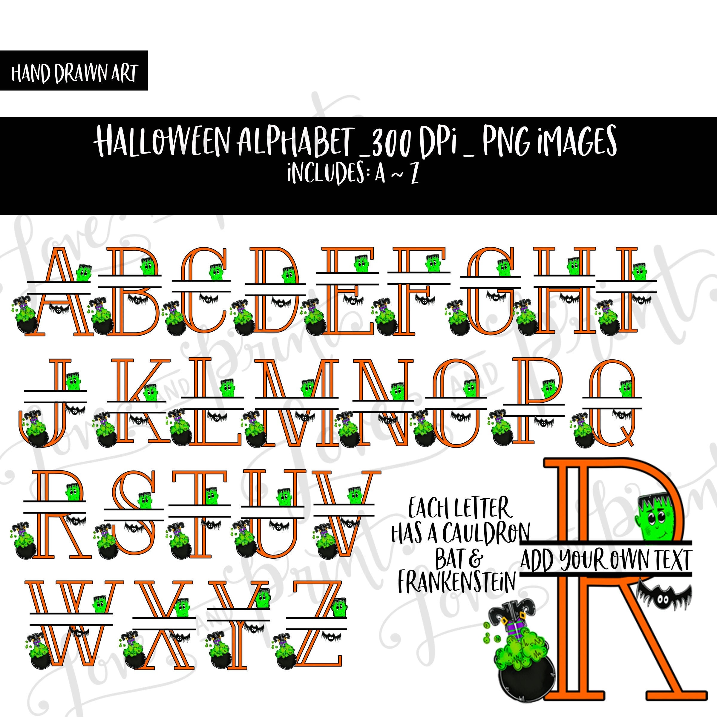 Halloween Alphabet Halloween Monogram Alphabet Clipart | Etsy