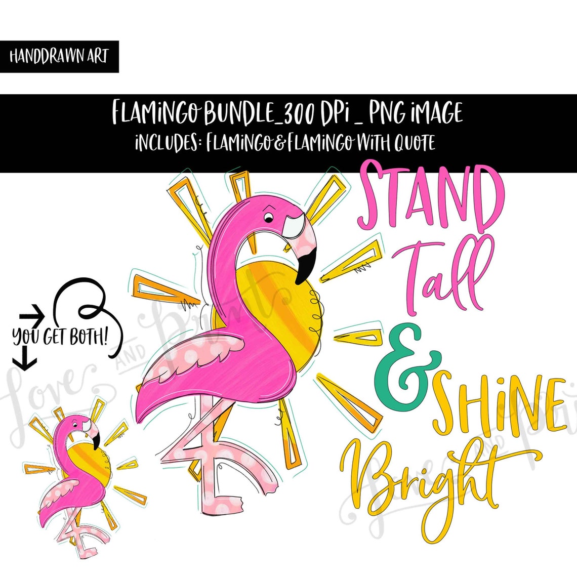 Flamingo | Stand Tall and Shine Bright | Hand Drawn Art | Sublimation ...