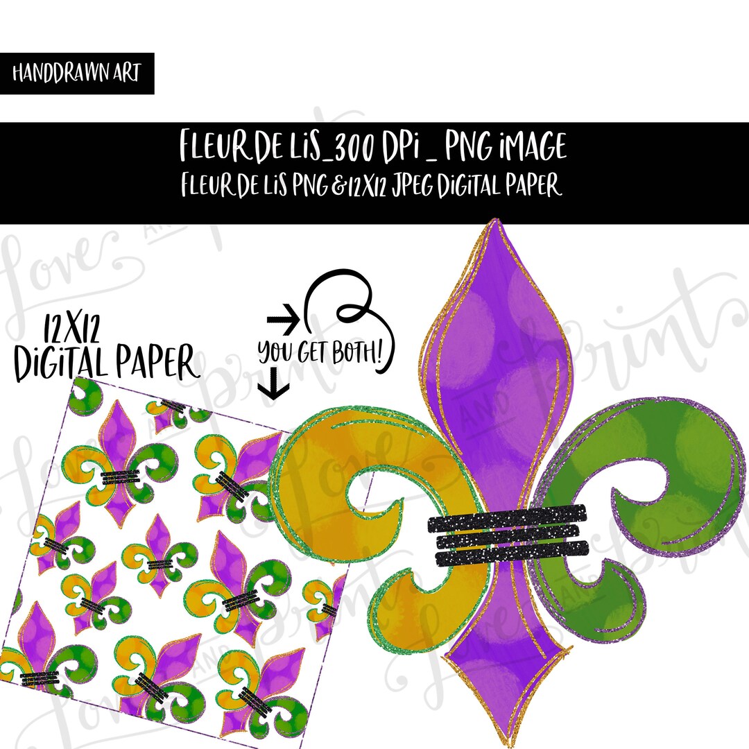 Fleur De Lis Clipart | Mardi Gras Clipart | Sublimation | Mardi Gras ...