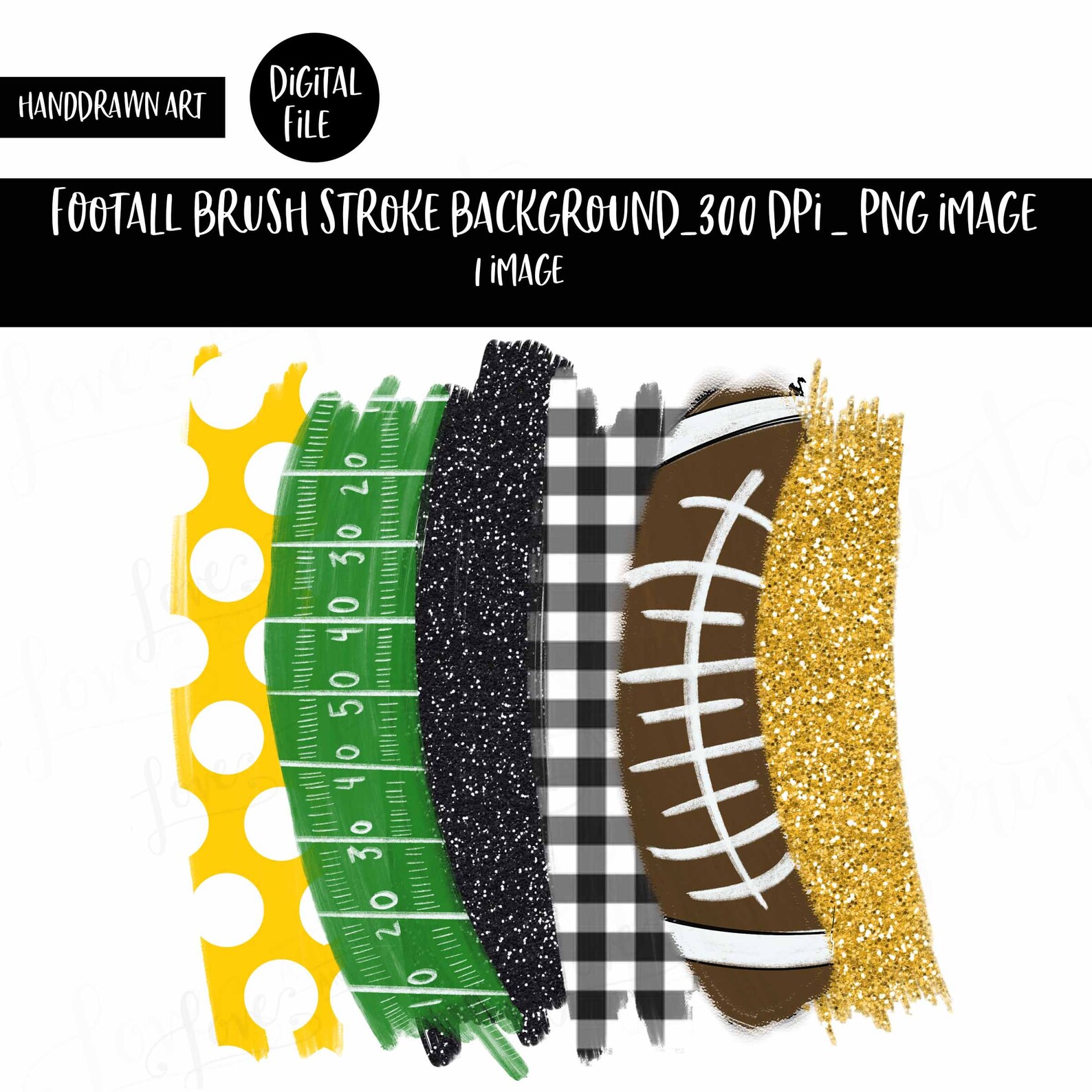 Football Brush Strokes Blank Frame Black and Gold - Etsy