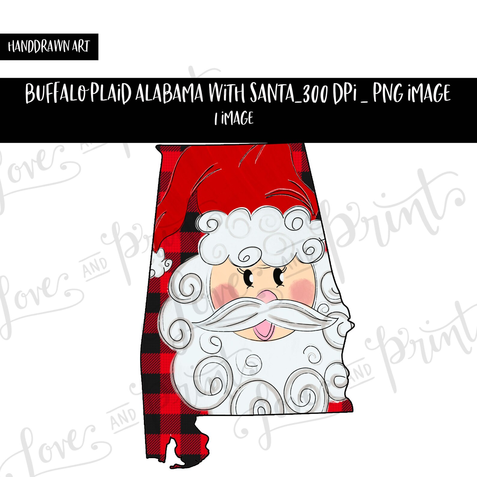 Hand Drawn Santa Alabama Santa Santa Clipart Sublimation - Etsy