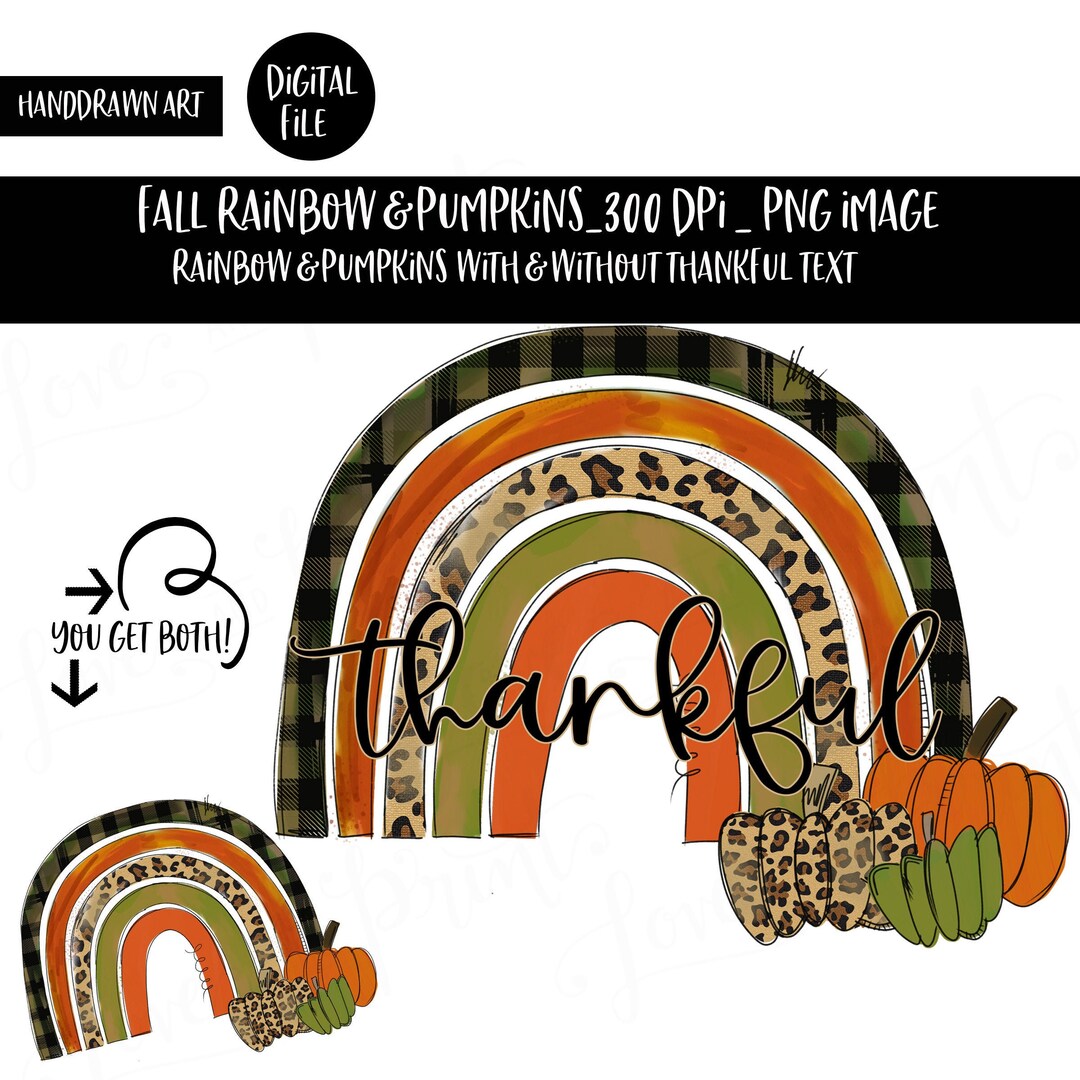 Fall Rainbow With Pumpkins | Fall Rainbow Clipart | Leopard | Hand ...