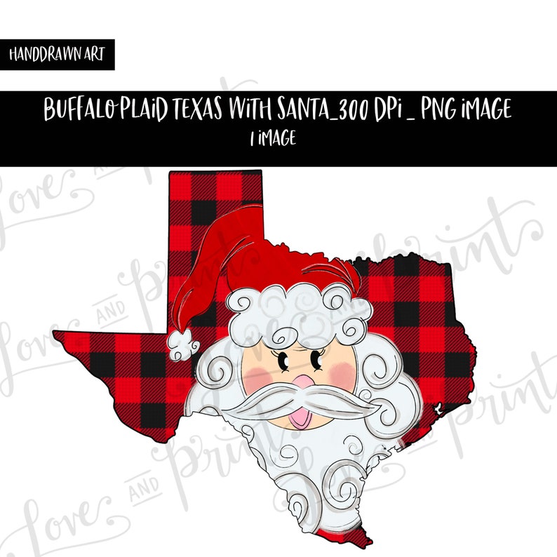Hand Drawn Santa Texas Santa Santa Clipart Sublimation | Etsy