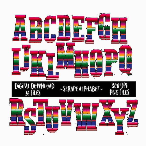Serape Alphabet Set Distressed Serape Letters and Numbers - Etsy