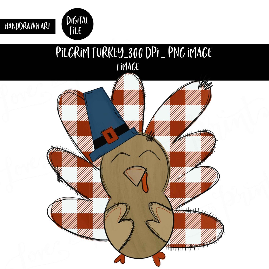 Turkey Plaid Turkey Hand Drawn Art Boy Turkey Fall | Etsy