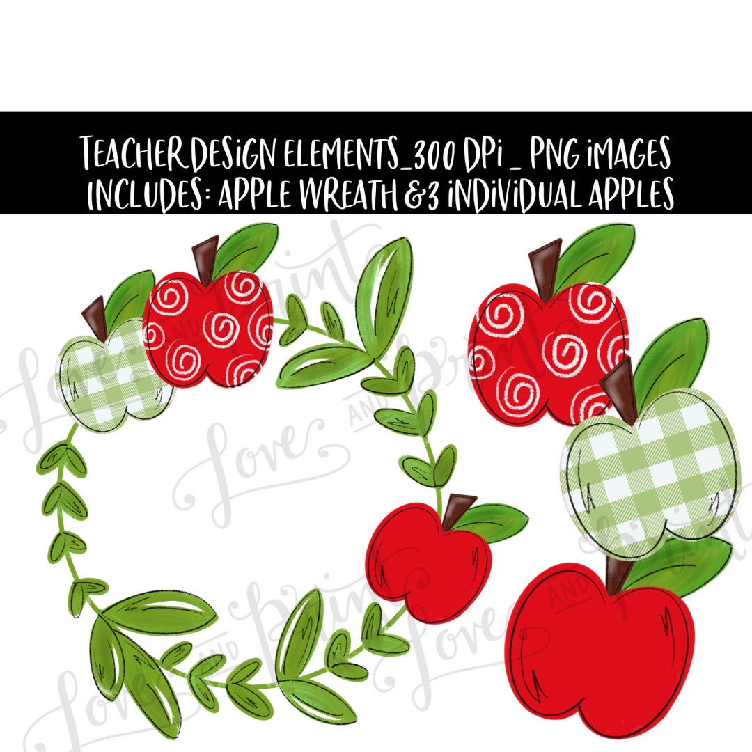 Teacher Design Elements | Teacher Clipart | Apple Clipart | Sublimation ...