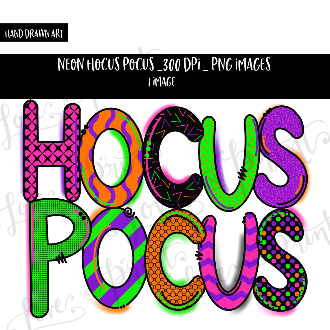 Hocus Pocus Doodle Letters | Hand Written | Halloween Clipart ...