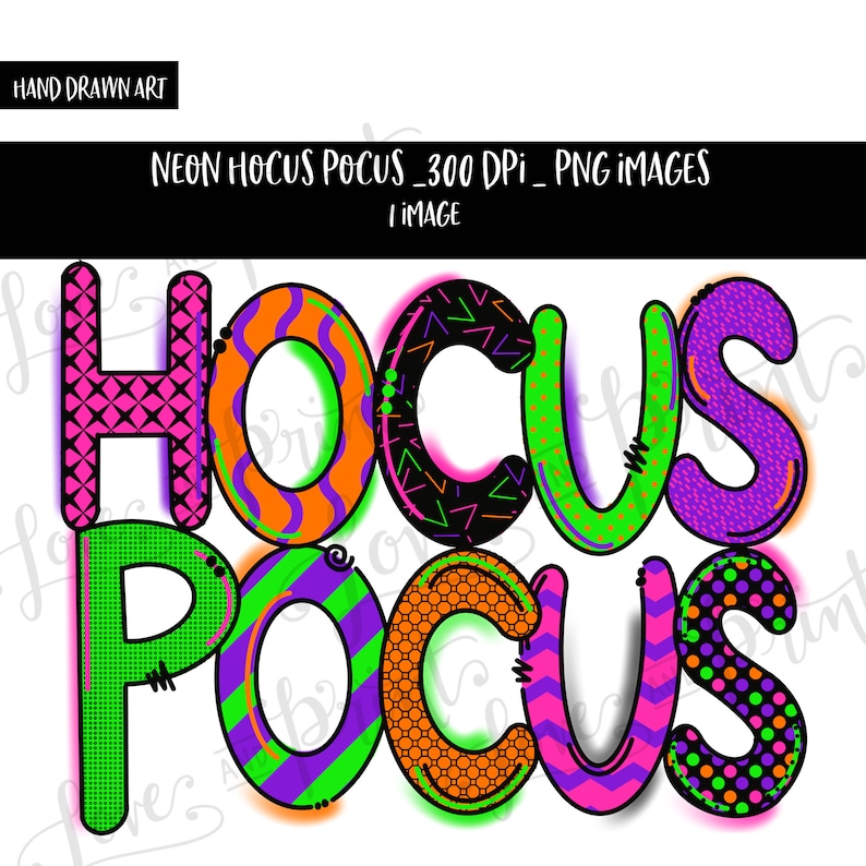 Hocus Pocus Doodle Letters | Hand Written | Halloween Clipart ...