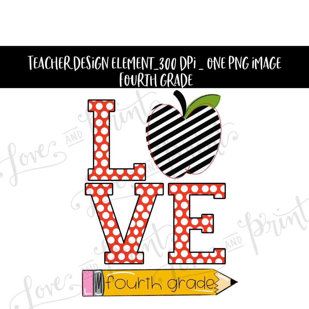 Love Apple, Sublimation Transfer, Fourth Grade Love Apple, Teacher ...