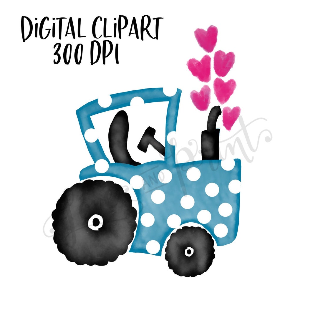 Watercolor PNG Valentines Day Tractor Watercolor Tractor boys ...