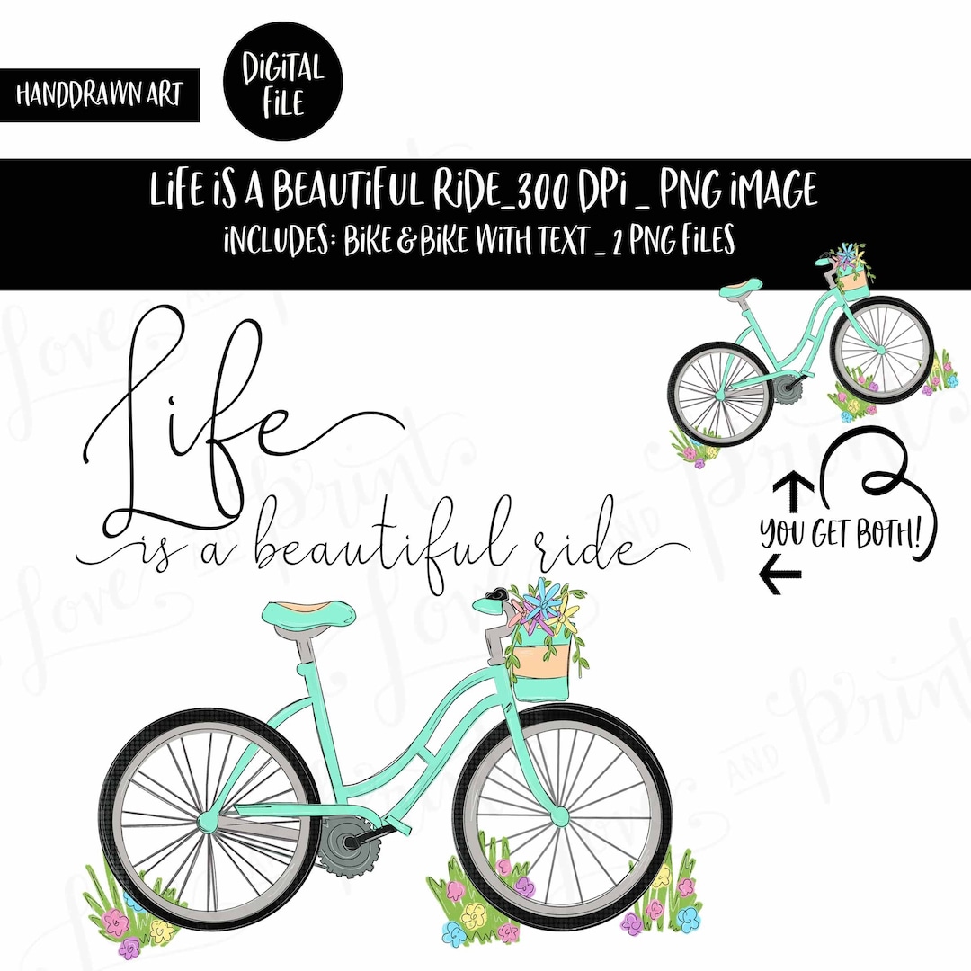 Life is a Beautiful Ride | Bicycle | Bike | Handdrawn | Sublimation ...