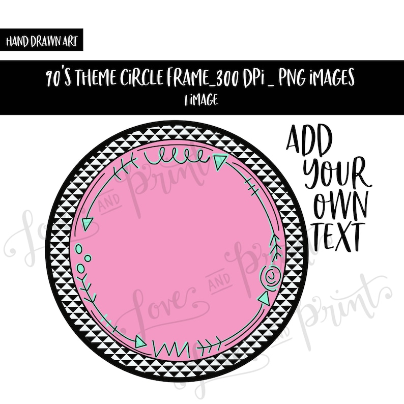 90's Theme Frame Monogram Circle Frame Mono Frame - Etsy