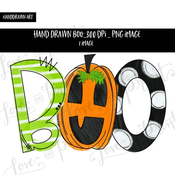 Boo Doodle Letters Hand Written Halloween Clipart - Etsy