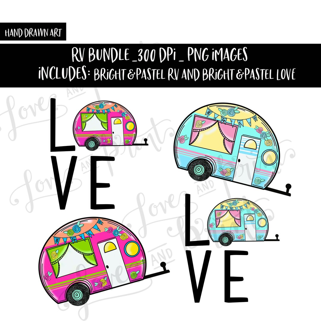RV Clipart | Retro RV | Camper Clipart | Love | RV Sublimation | Hippie ...