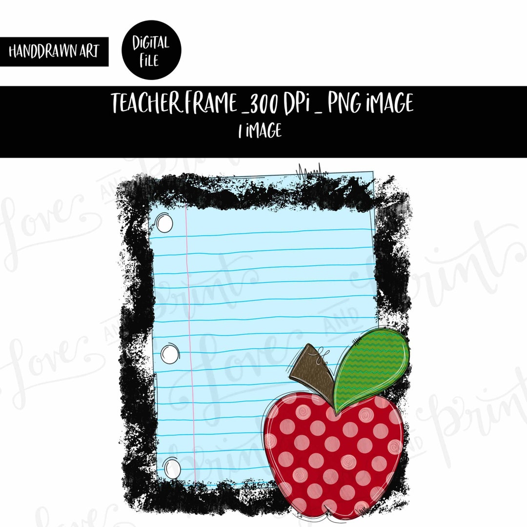 Teacher Frame | Apple Frame | Sublimation | Clipart | Teacher Clipart ...