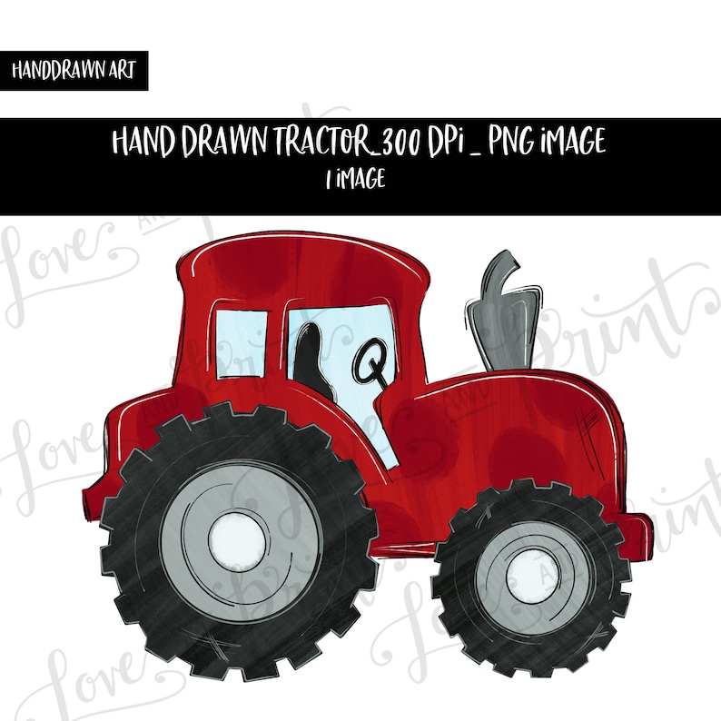 Red Tractor Tractor Clipart Sublimation Handdrawn - Etsy
